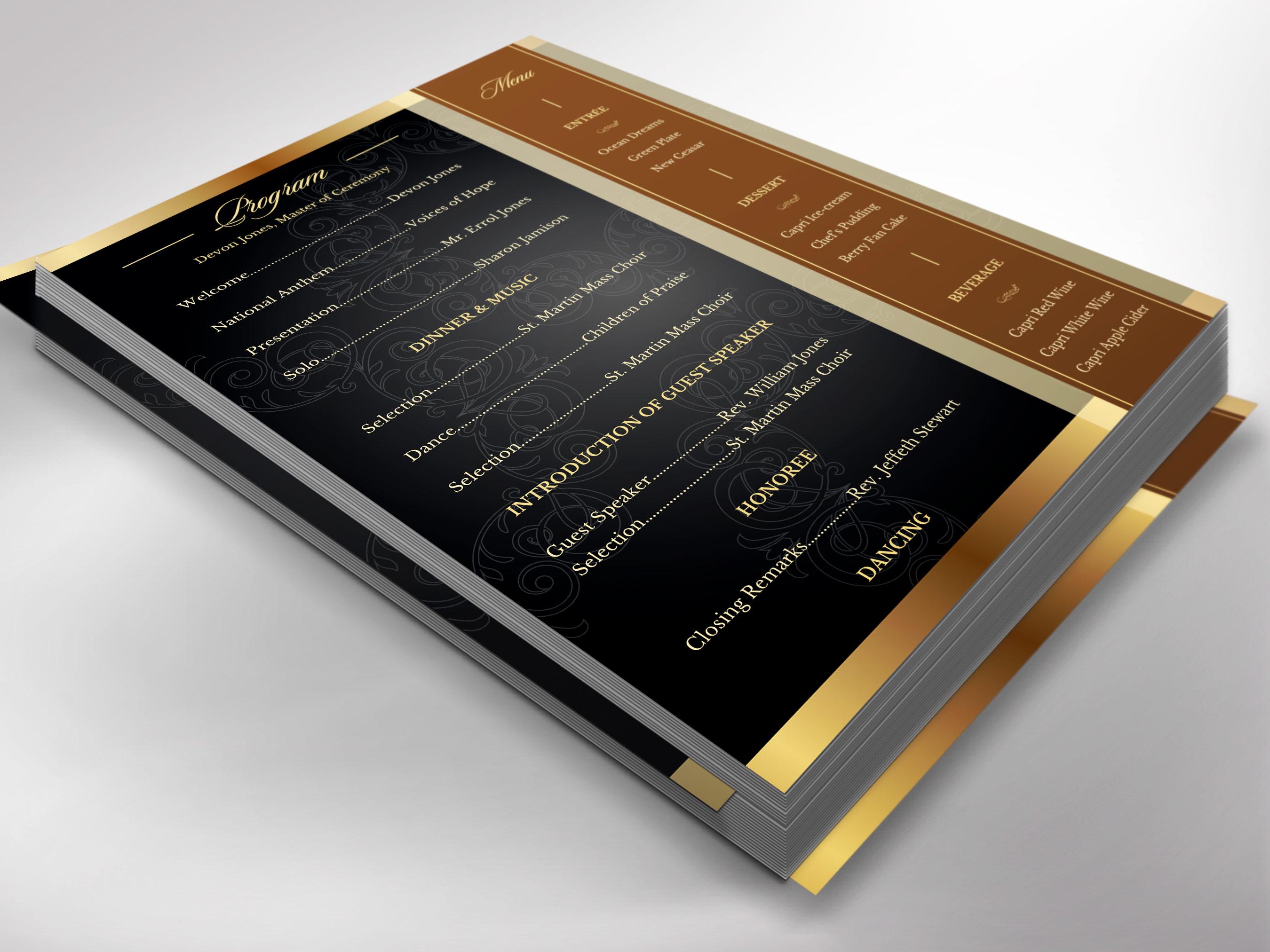 Black Gold Church Anniversary Gala Program Template: One-page Elegant ...