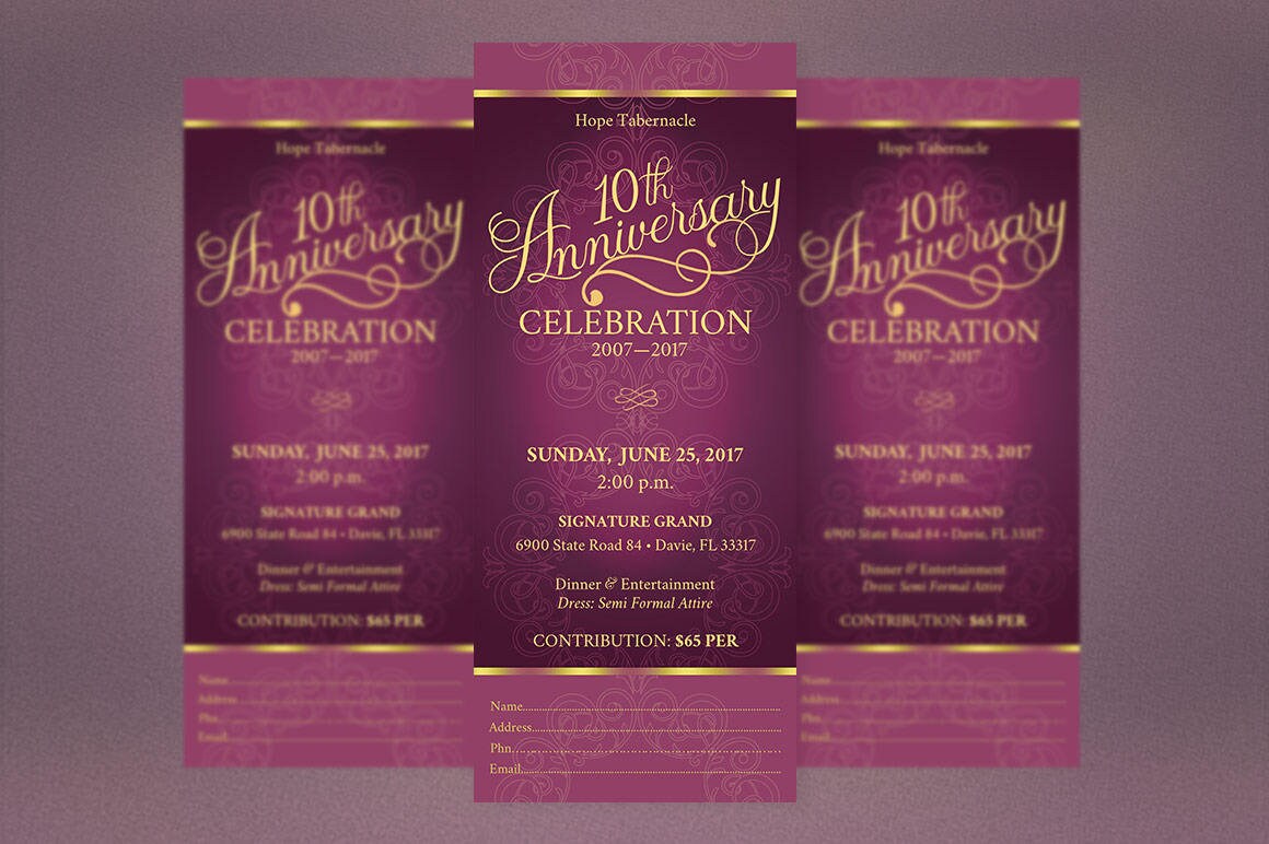 Church Anniversary Ticket Template Bundle: Fundraiser Gala Pass for ...