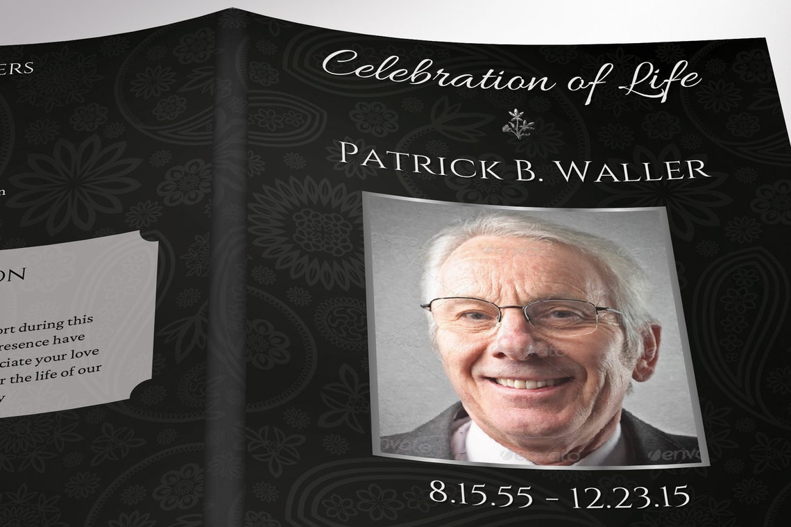 Black Silver Funeral Program Template for Canva V2 - Etsy