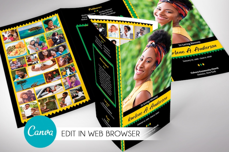 Jamaican Legal Trifold Funeral Program Template for Canva - Etsy