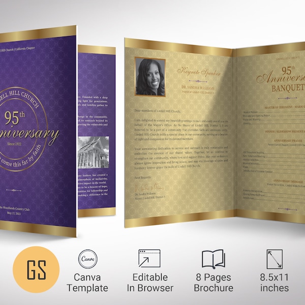Purple and Gold Birthday Program Template - Etsy