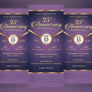 Church Anniversary Ticket Template Bundle: Fundraiser Gala Event Pass ...