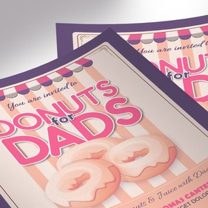 Donuts Dads Invitation Template for Word and Publisher Cut Size 4x6 ...