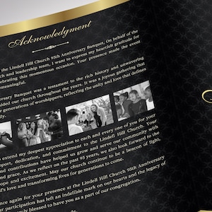Diamond Church Anniversary Program Template | Canva: Black & Gold 8 ...
