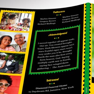 Jamaican Funeral Program Template Set, Word and Publisher, Black Green ...
