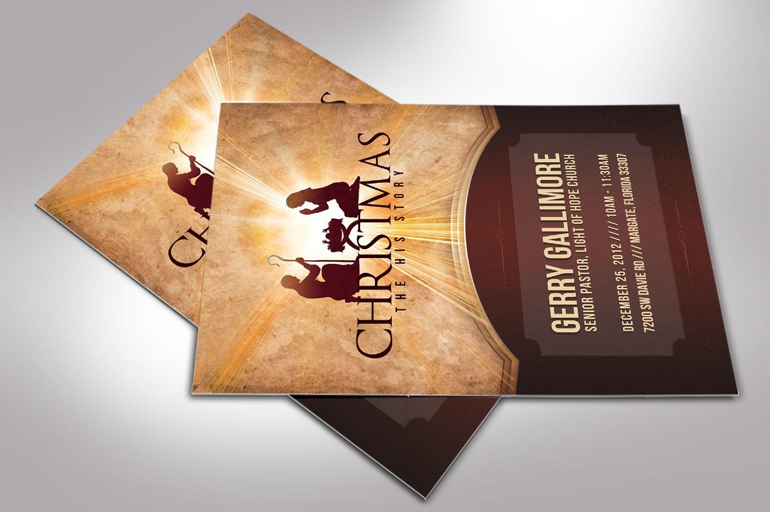 Nativity Scene Christmas Flyer Template: Church Cantata Invitation ...