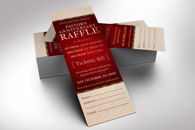 Pastor Appreciation Raffle Ticket Template for Canva 7 - Etsy