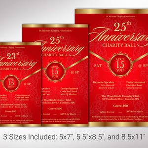 Red & Gold Church Anniversary Flyer: Victorian Gala Invitation (canva ...