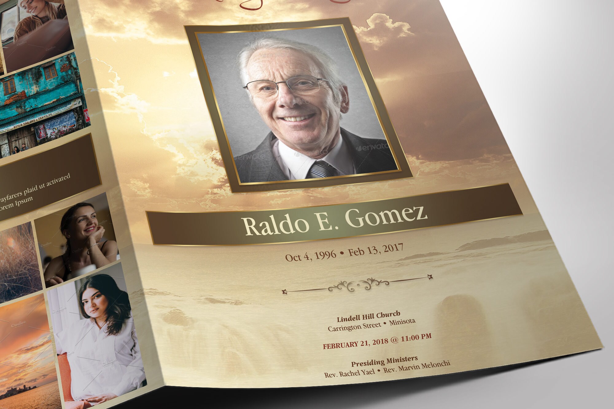 Gold Sunrise Funeral Program Template: Celebration of Life (digital ...