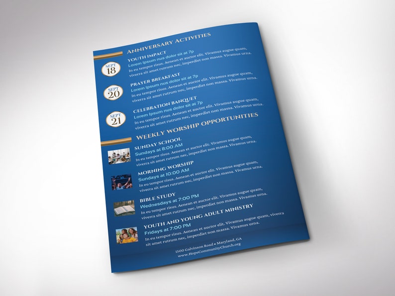 Blue and Gold Pastor Appreciation Program Template (canva, 5.5x8.5 In ...