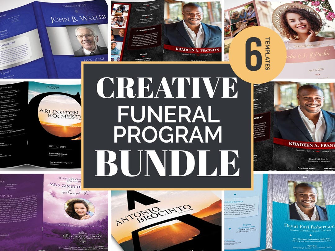 Funeral Program Bundle for Word and Publisher, Creative Celebration of ...