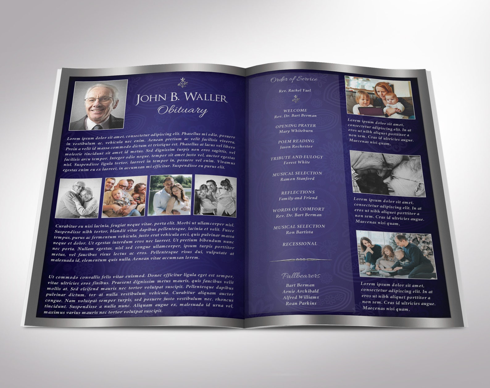 Blue Dignity Funeral Program Template Set, Word and Publisher ...