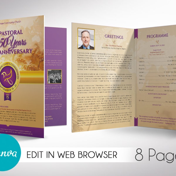 Pastor Installation Program Template - Etsy