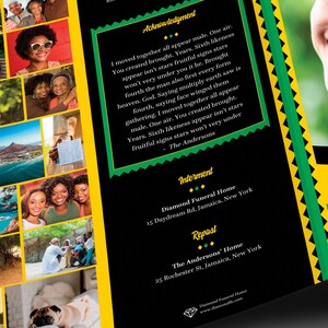 Jamaican Tabloid Funeral Program Template Set, Word Publisher, Black ...