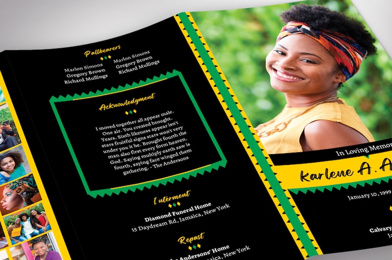 Jamaican Legal Trifold Funeral Program Template for Canva - Etsy