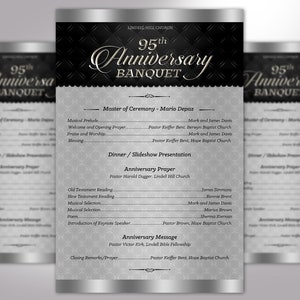 Black and Silver Church Anniversary Program Template | Word & Publisher ...
