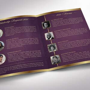 Vintage Purple & Gold Anniversary Program Template | Canva: 8-page ...