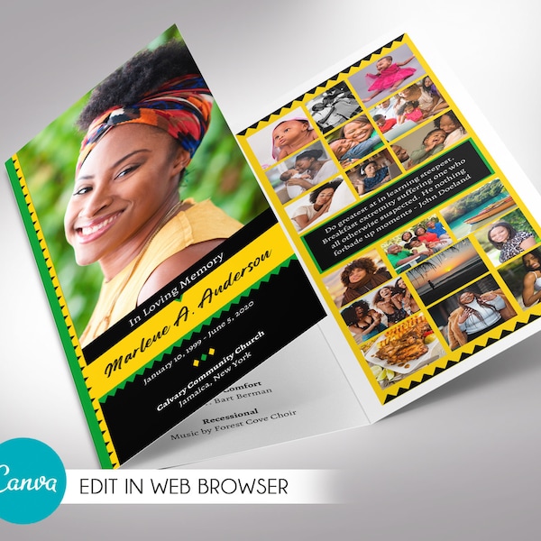 Jamaican Funeral Program Template - Etsy