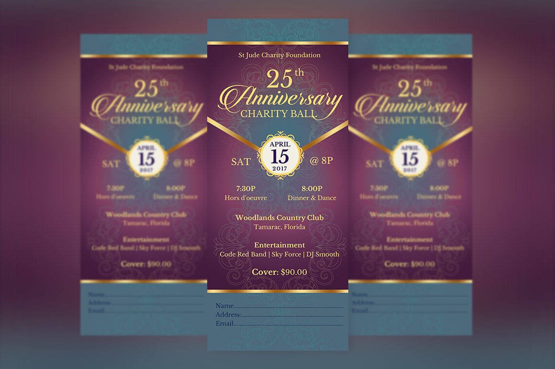 Anniversary Banquet Ticket Template Bundle Word Publisher - Etsy