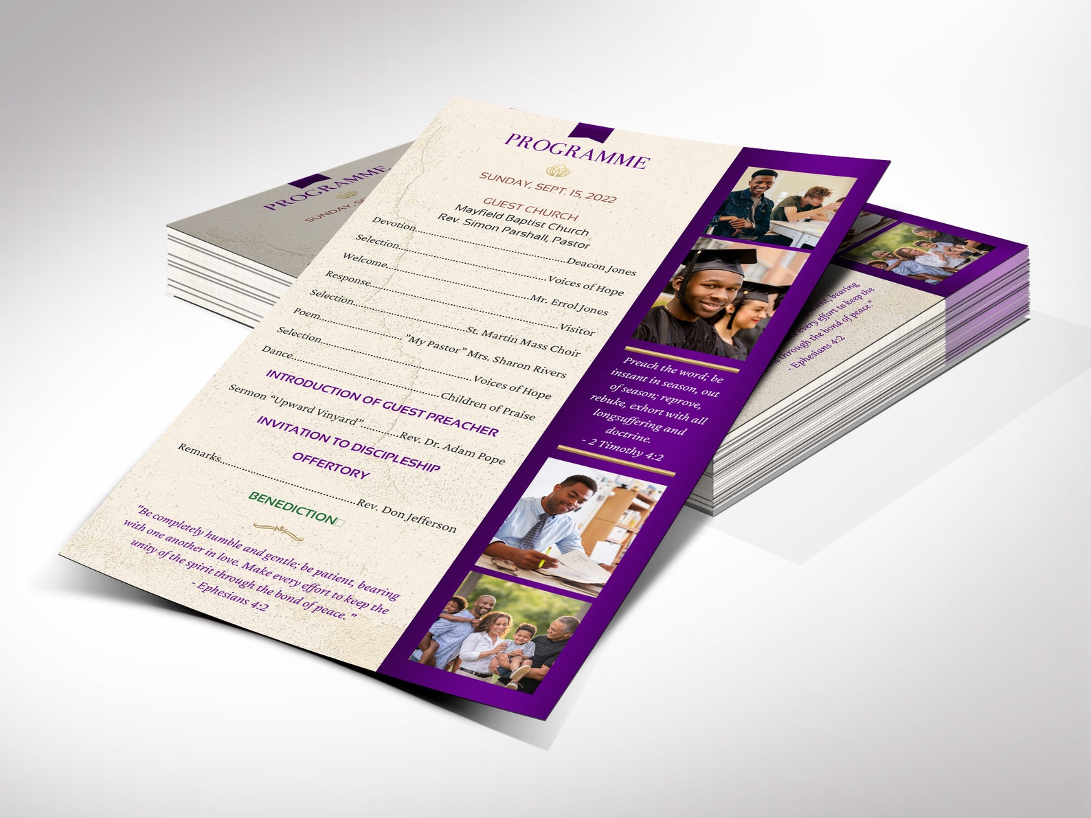 Purple & Gold Pastor Anniversary Program Template: One Page Church ...