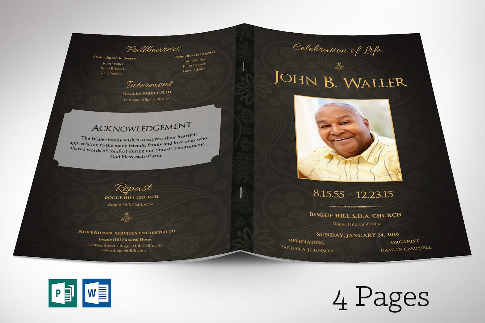 Black Funeral Program Template: Celebration of Life, Obituary (word ...
