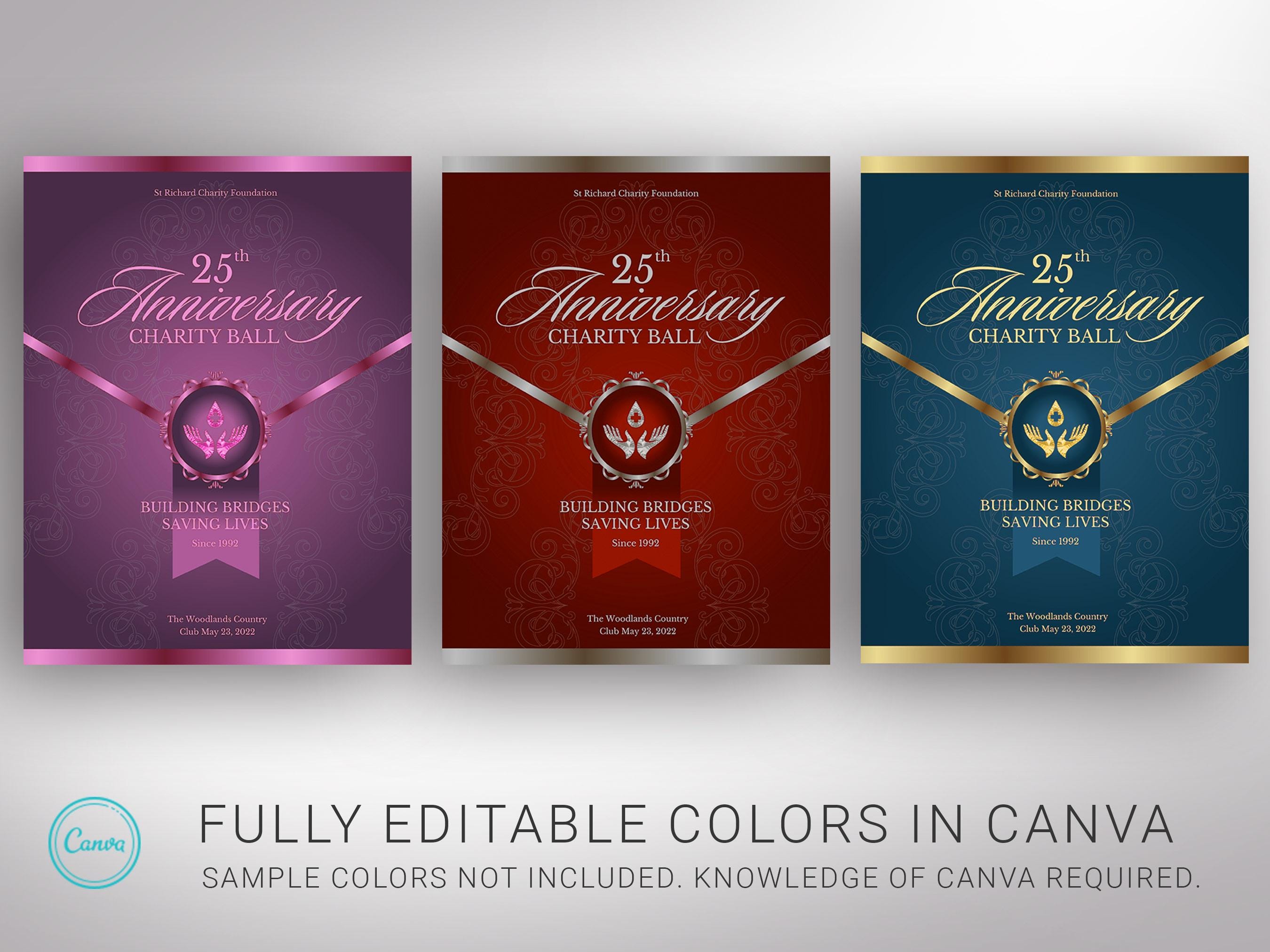 Green & Gold Anniversary Gala Program Template | Canva: 8-page Bifold ...