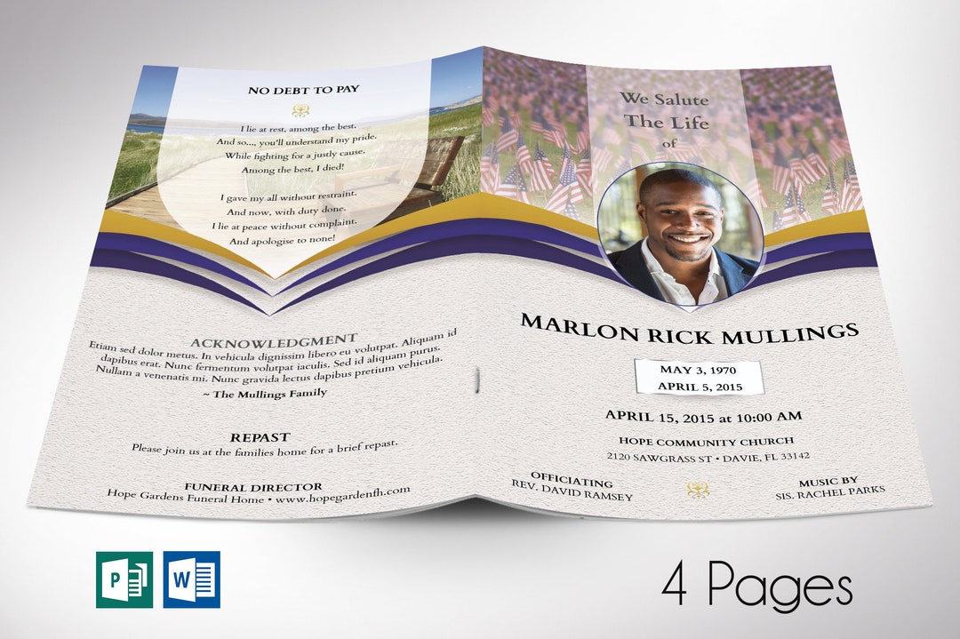 American Air Force Funeral Program Template Word Template, Publisher ...
