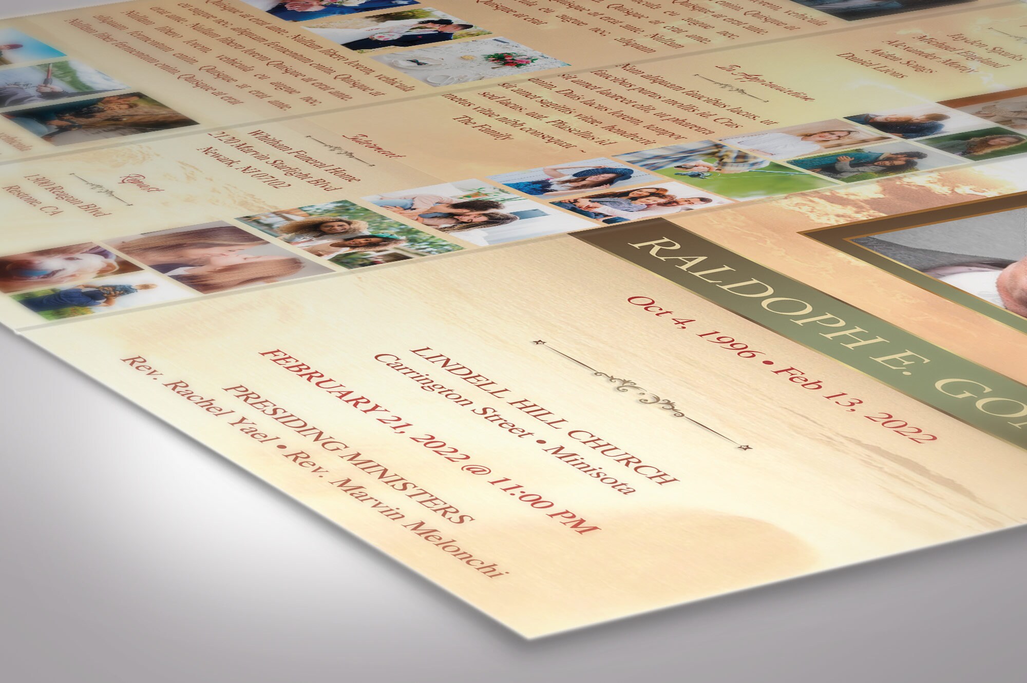 Gold Sunrise Funeral Program Template: Celebration of Life (digital ...