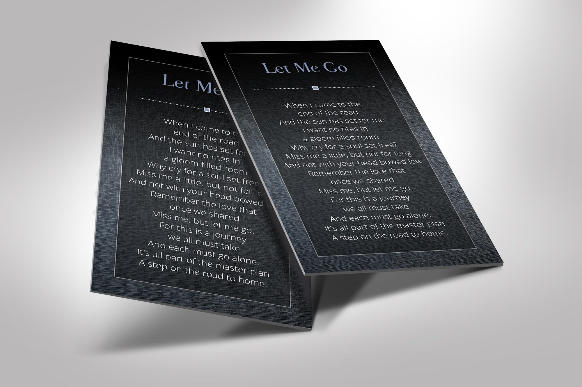 Black Brushed Metal Funeral Prayer Card Template: Celebration of Life ...