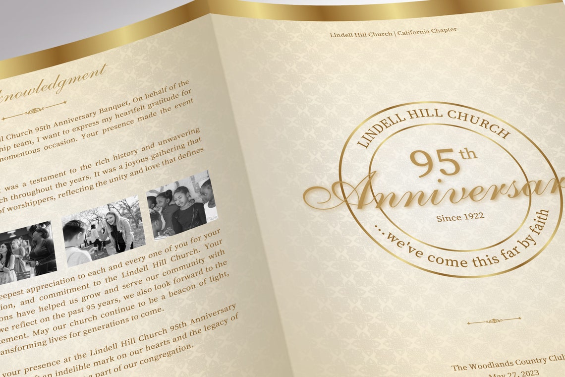 Diamond Church Anniversary Program Template | Canva: Beige & Gold 8 ...