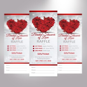 Rose Petals Valentines Day Raffle Ticket Template, Word and Publisher ...