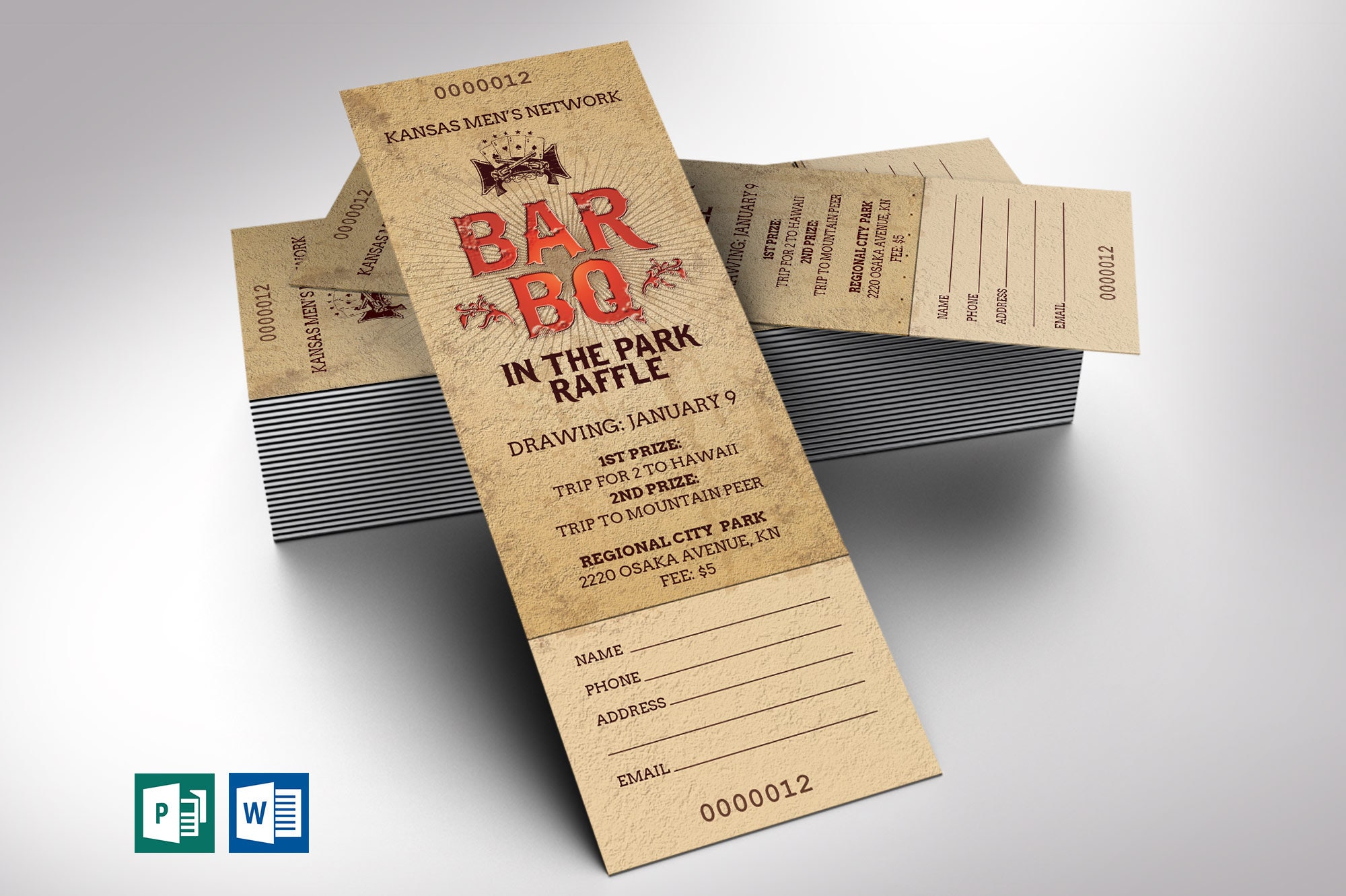Barbecue Raffle Ticket Template for Word and Publisher 5 - Etsy Canada