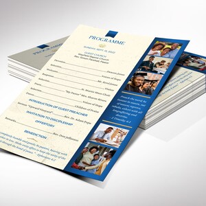 Blue & Gold Pastor Anniversary Program Template: Church Banquet (canva ...