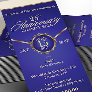 Violet & Gold Gala Ticket Template for Canva: Church Anniversary ...