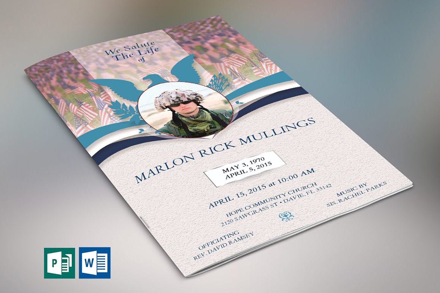 American Navy Funeral Program Template for Word and Publisher - Etsy