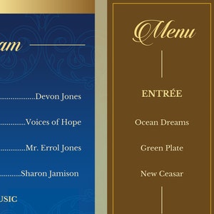 Blue & Gold Anniversary Gala Program Template for Word and Publisher: 4 ...