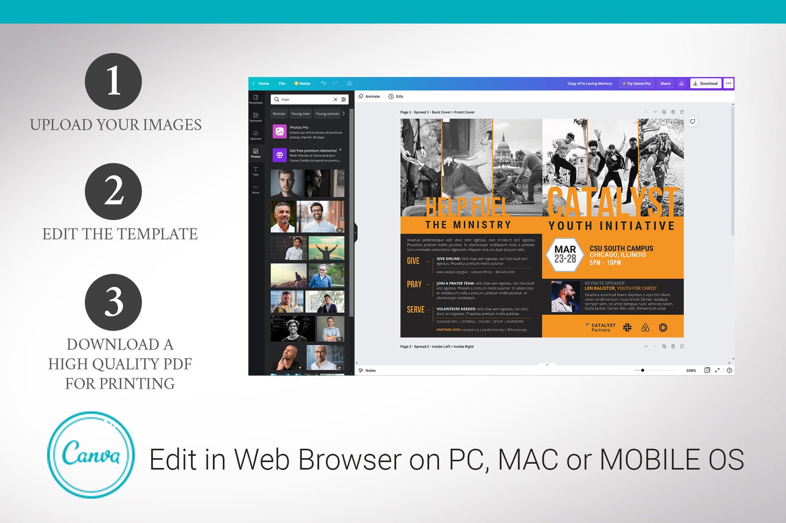 Youth Conference Program Template: Church Event Brochure (canva, 5.5x8 ...