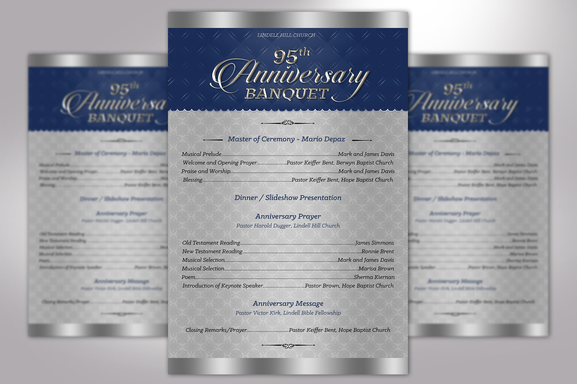 Silver Blue Church Anniversary Program One Sheet Word - Etsy