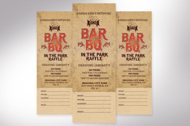Barbecue Raffle Ticket Template for Word and Publisher 5 - Etsy