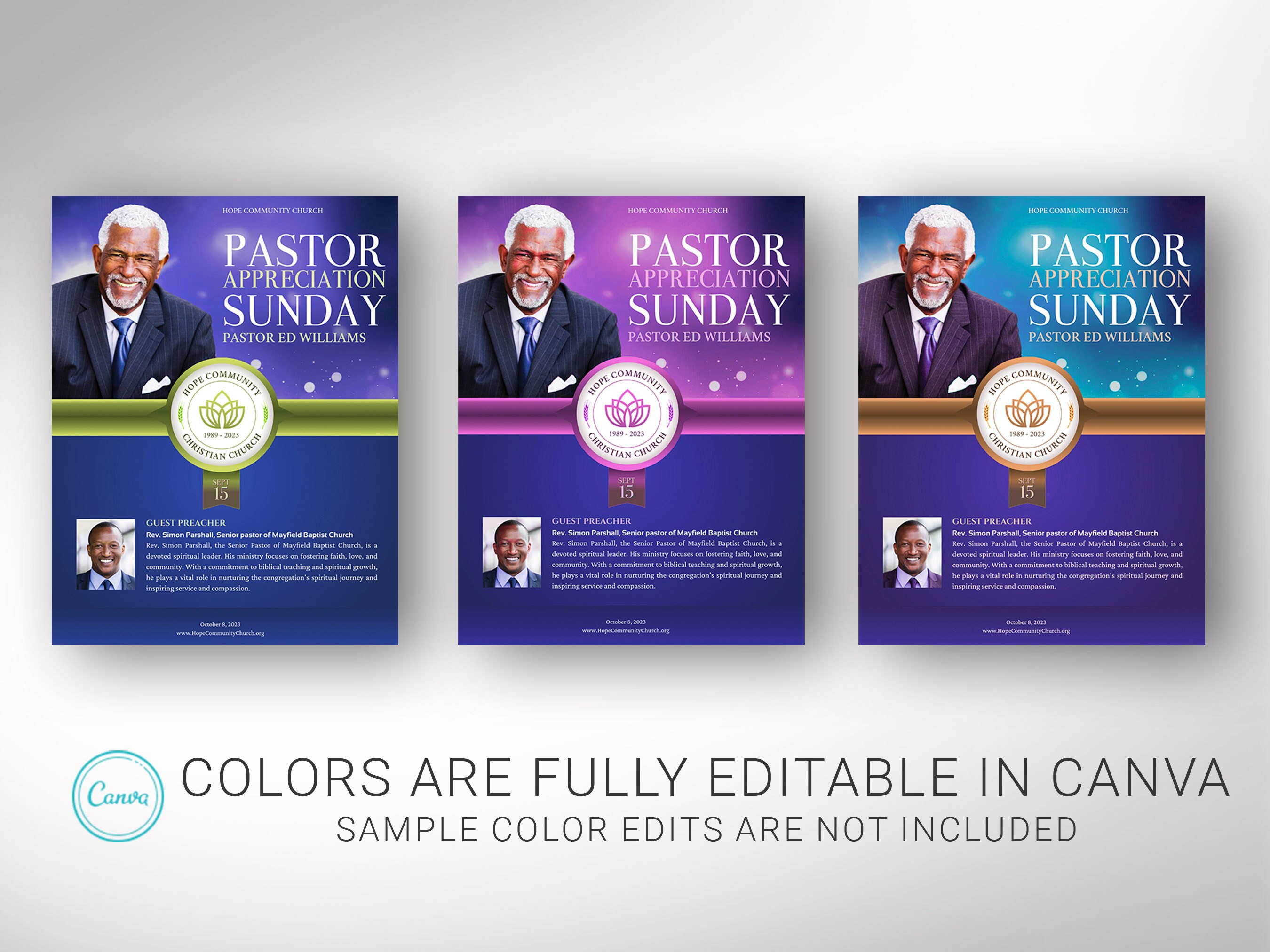 Pastor Appreciation Program Template: Green & Gold Church Event (canva ...
