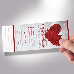 Valentine's Day Raffle Ticket Template for Word and Publisher: Red ...