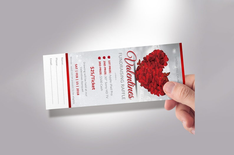 Petals Valentines Day Raffle Ticket Template for Word and - Etsy