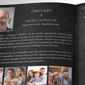 Black Silver Funeral Program Template for Canva V2, Editable Digital ...