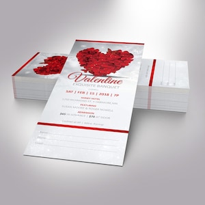 Valentine's Day Banquet Ticket Template for Word and Publisher: Red ...
