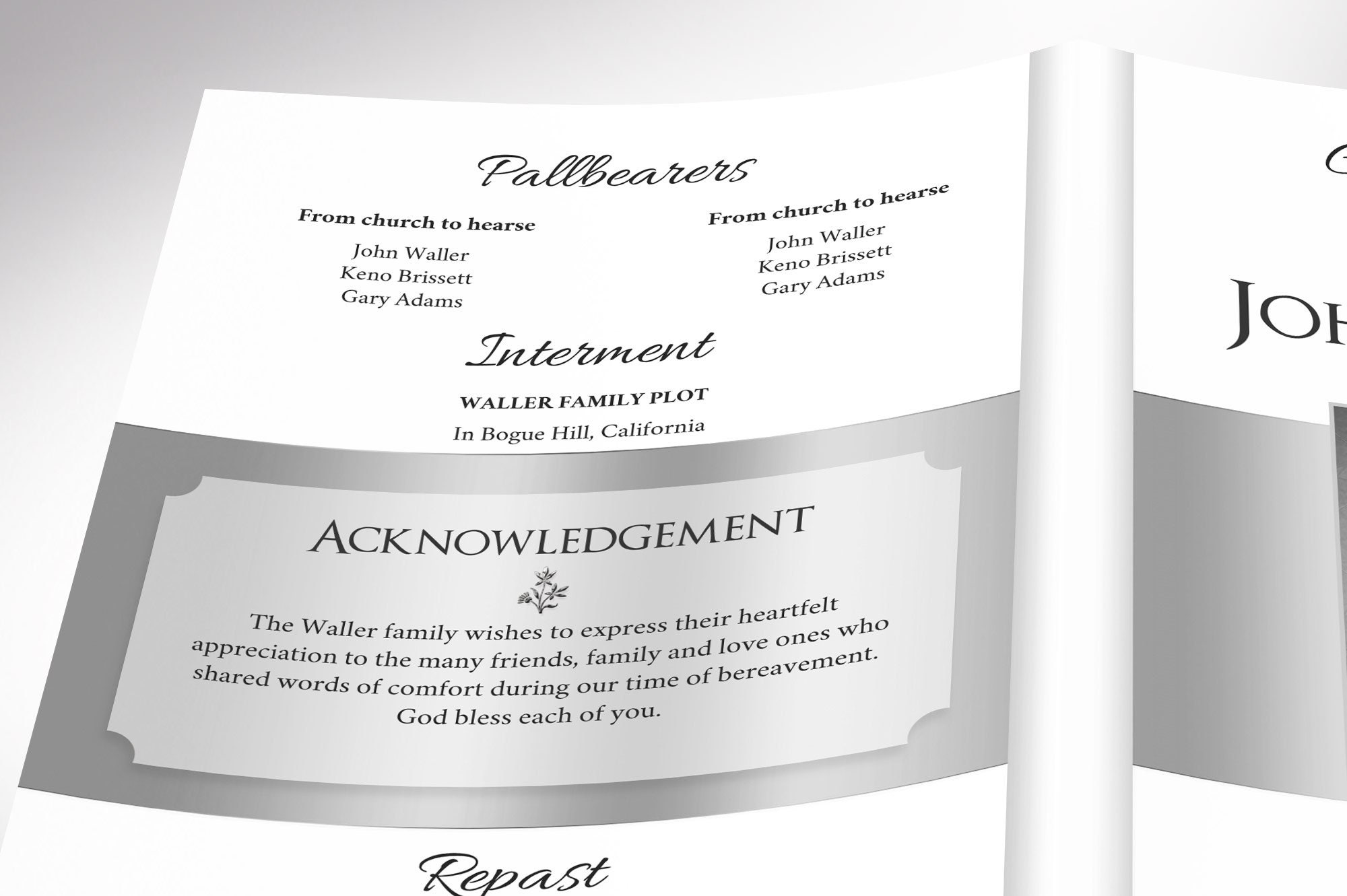 White Silver Funeral Program Template for Word and Publisher - Etsy