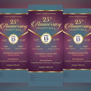 Church Anniversary Ticket Template Bundle: Fundraiser Gala Event Pass ...