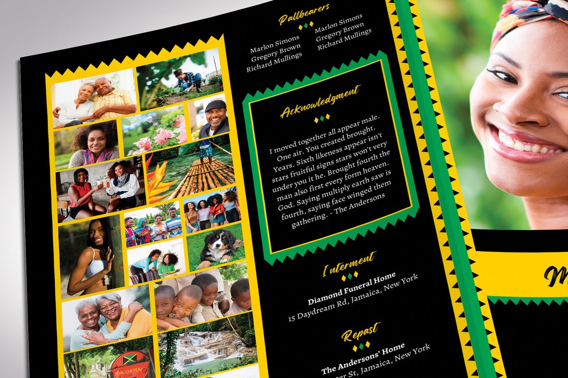 Jamaican Tabloid Funeral Program Canva Template 8 Pages - Etsy