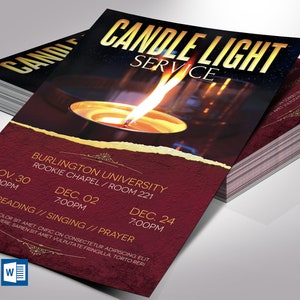 Candlelight Memorial Flyer Templates, Word and Publisher, Church ...
