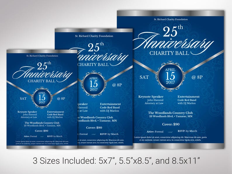 Blue Silver Church Anniversary Flyer: Victorian Gala Invitation (canva ...