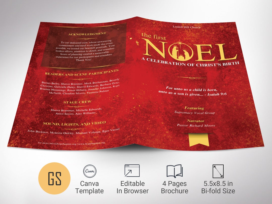 Noel Christmas Program Template Canva Template Christmas - Etsy